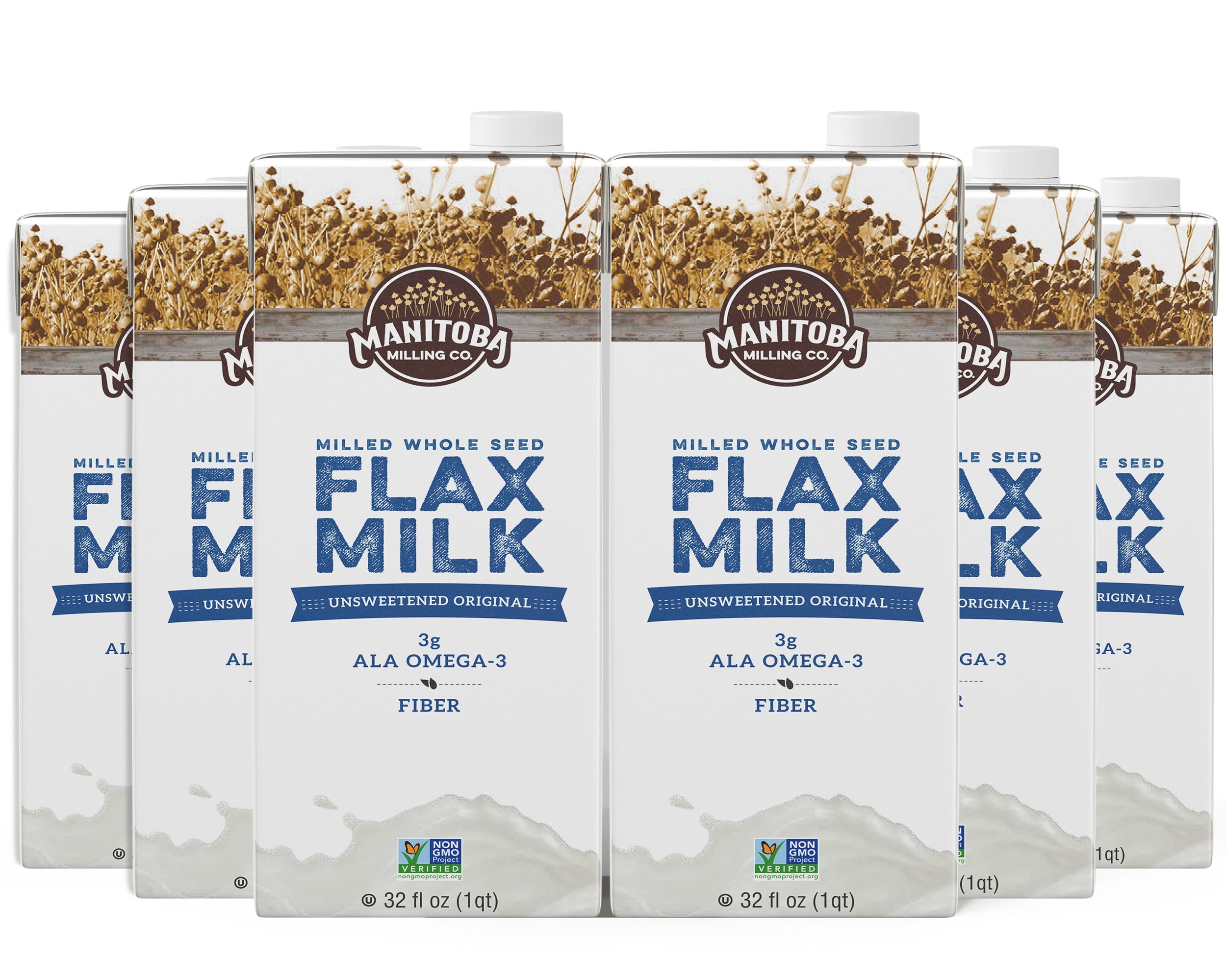 MANITOBA MILLING CO Unsweetened Flax Milk, Original, Plant-Based, 6 ...