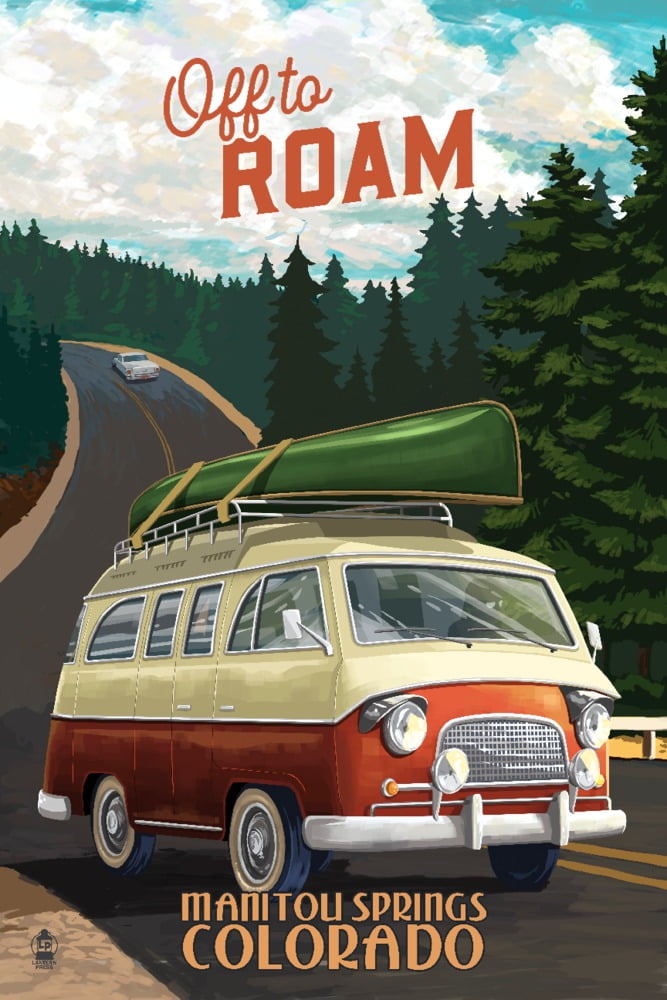 Manitou Springs, Colorado, Off to Roam, Camper Van (12x18 Wall Art ...