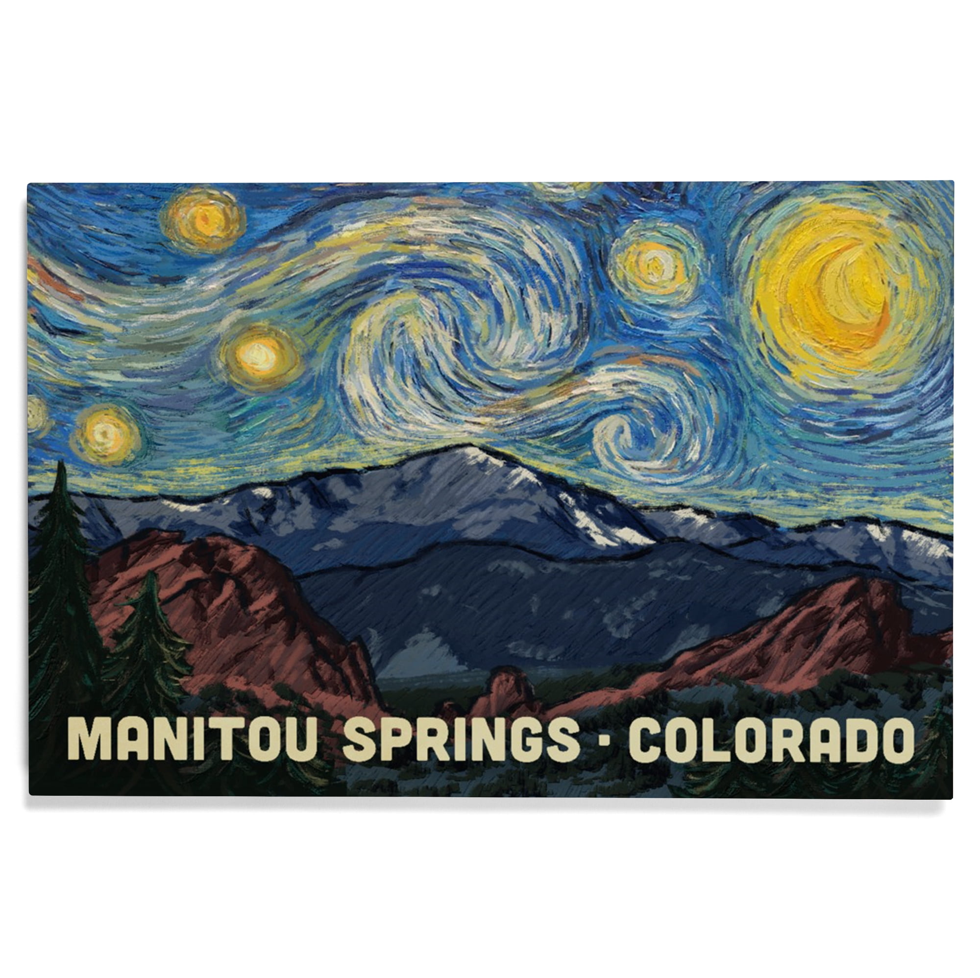 Manitou Springs, Colorado, Pikes Peak, Starry Night Birch Wood Wall ...