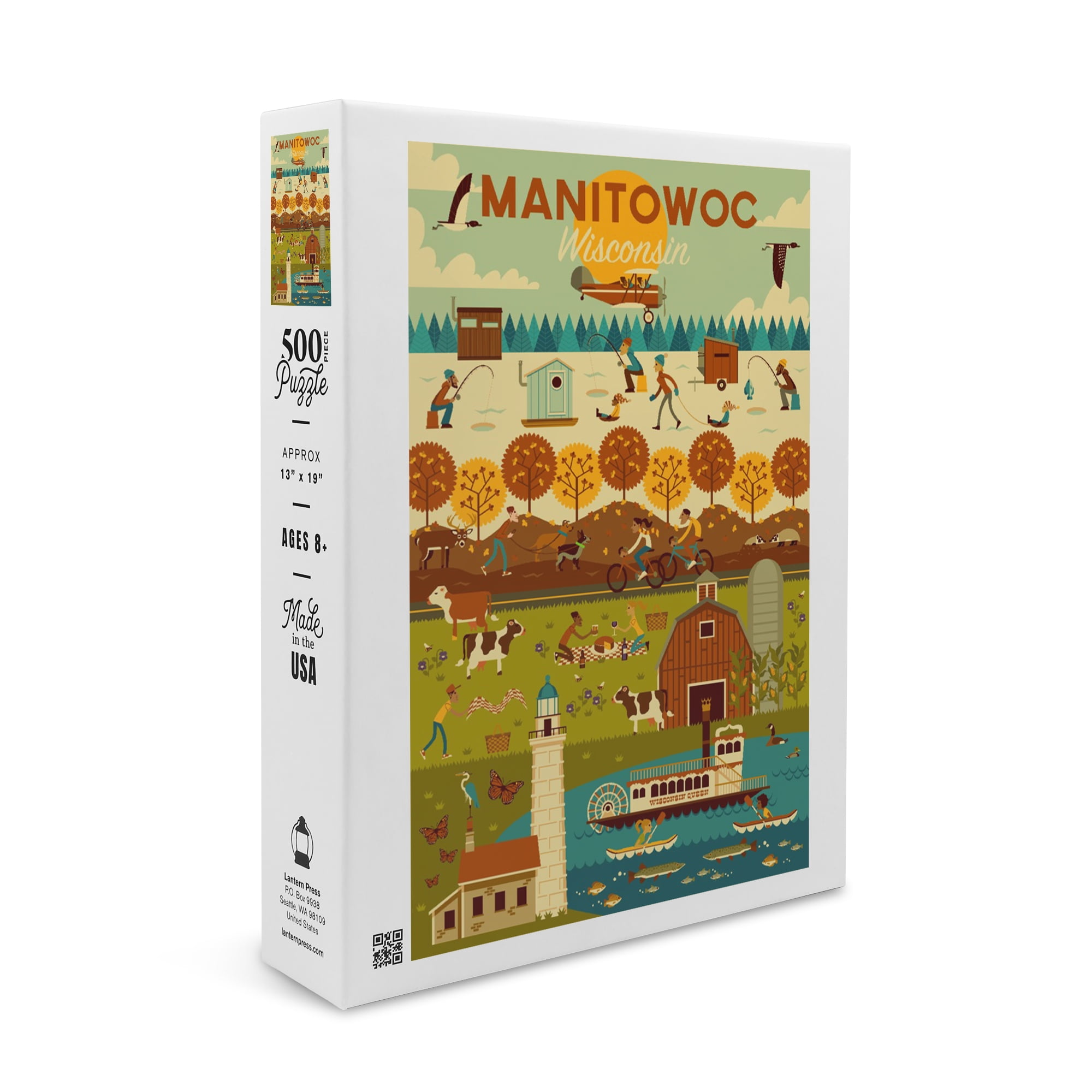 Manitowoc, Wisconsin, Geometric (19x27 inches, Premium 500 Piece Jigsaw ...