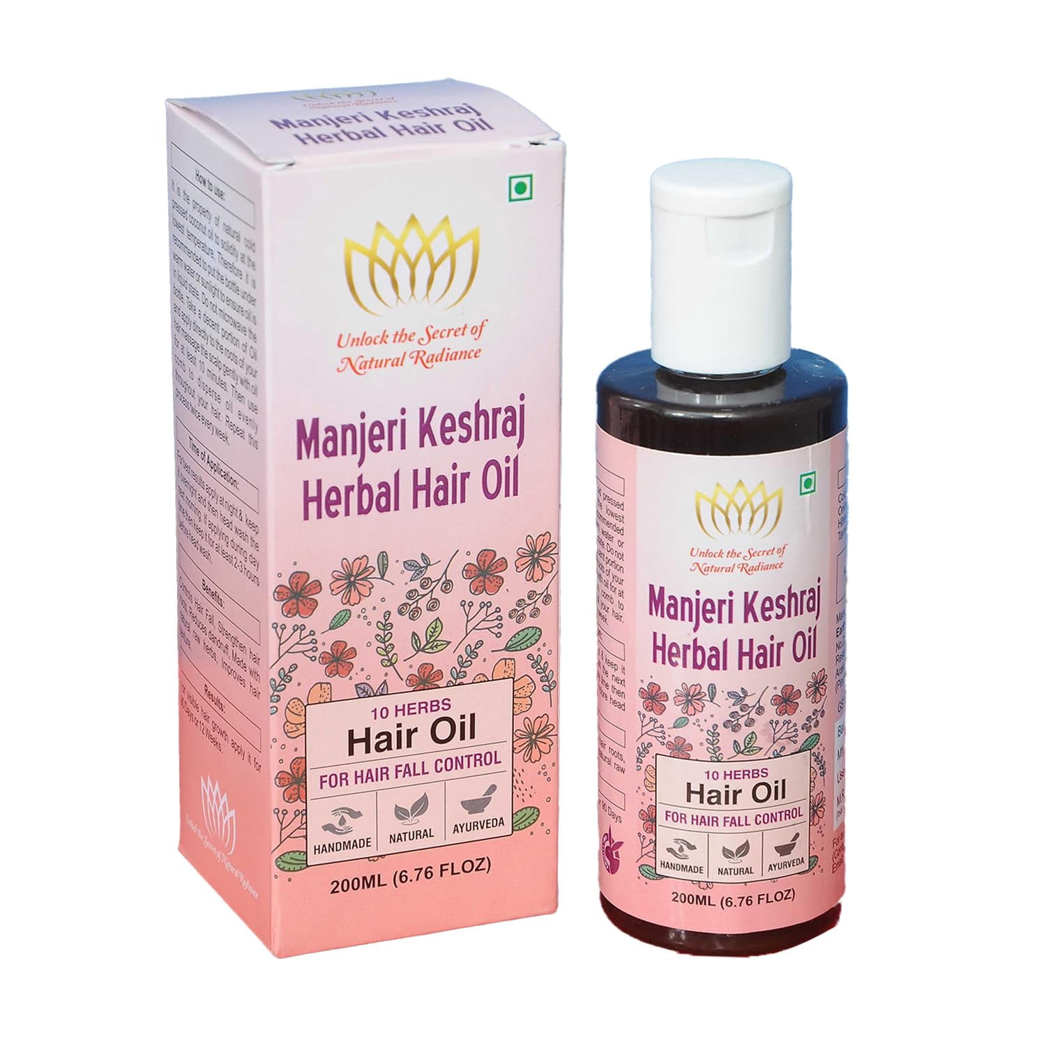 Manjeri Keshraj Herbal Hair Oil Pure Handmade Formula with 10 Herbs ...
