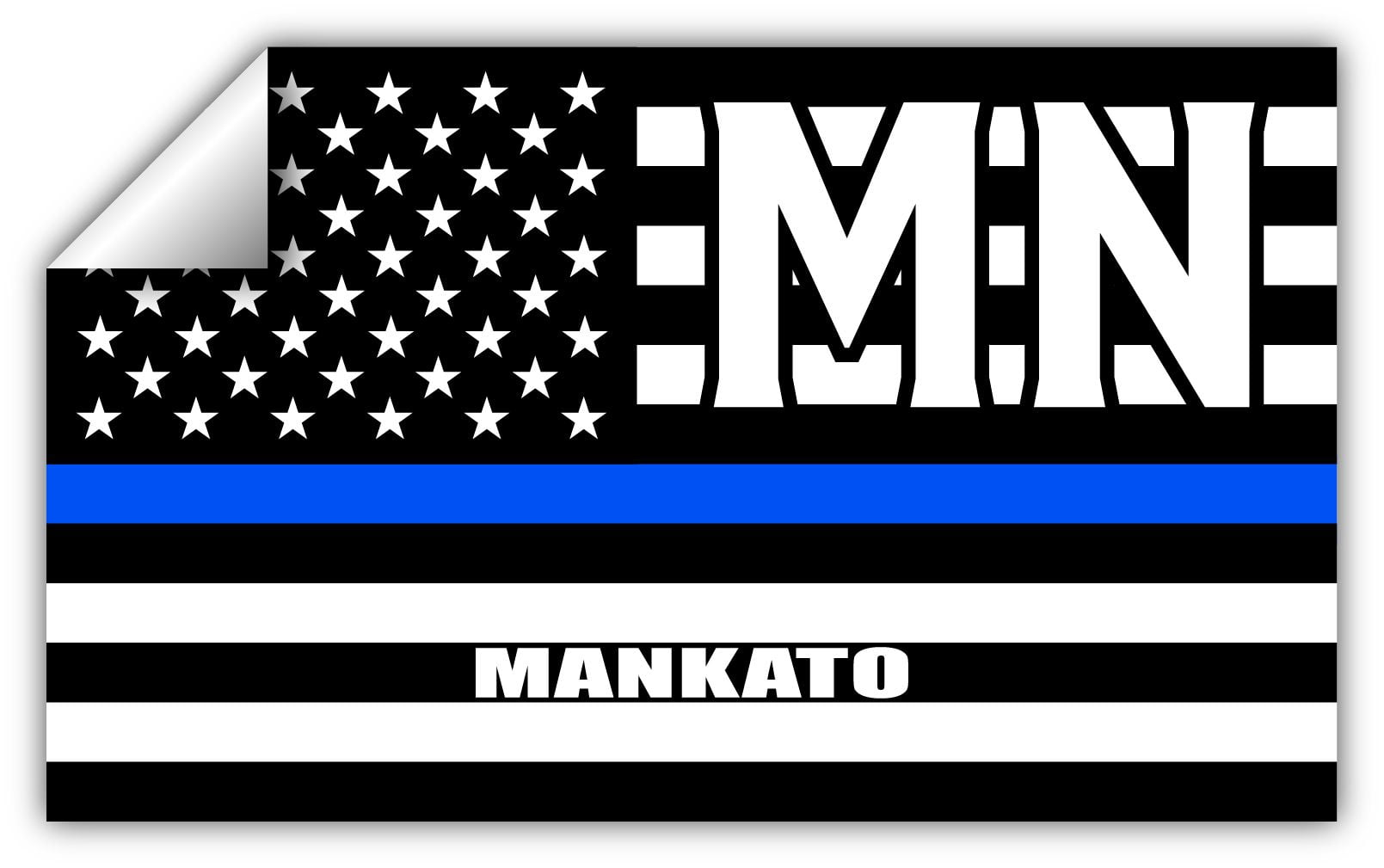 Mankato MN Minnesota Blue Earth County Thin Blue Line Stealthy USA Flag ...