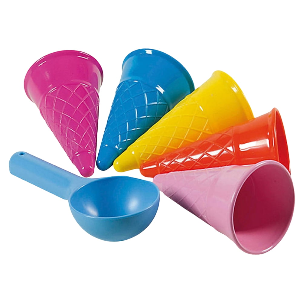 Manlingda 6pcs Plastic Ice Cream Scoop Cones Beach Toy Set for Kids ...