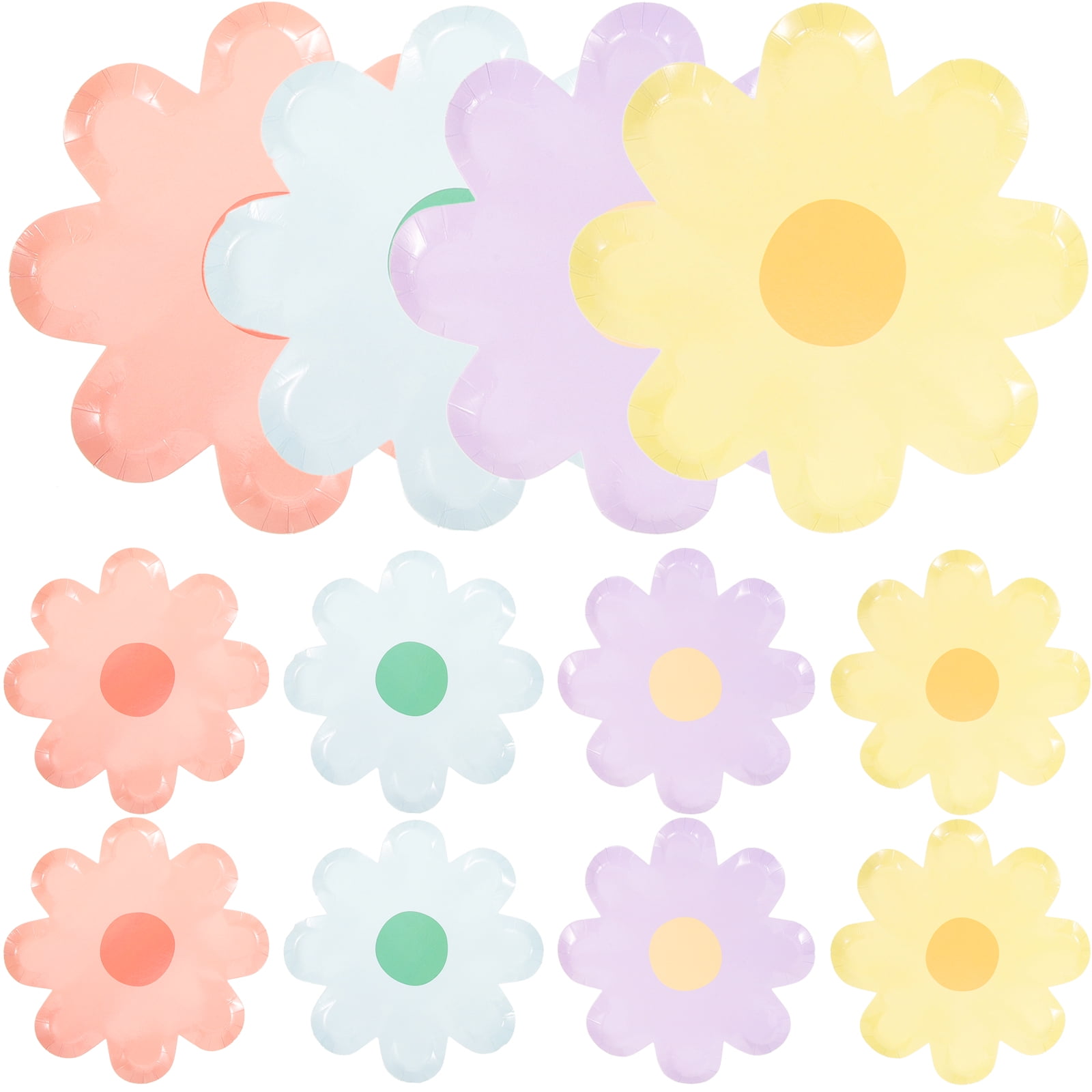 Manlingda Daisy Flower Disposable Plates 40pcs Boho Sunflower Food Tray ...