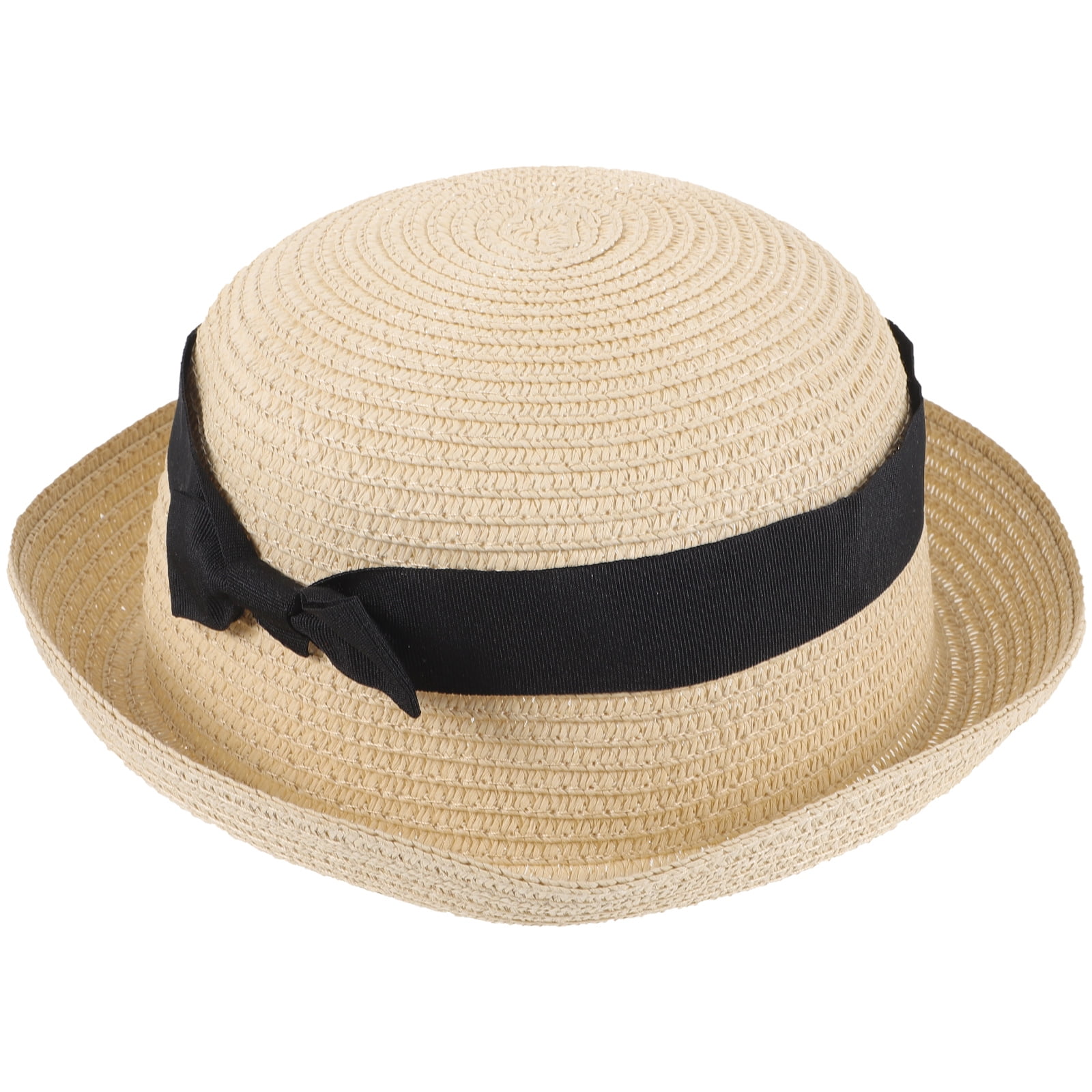 Manlingda Women's Summer Straw Beach Sun Hat Wide Brim Bowler Dome ...
