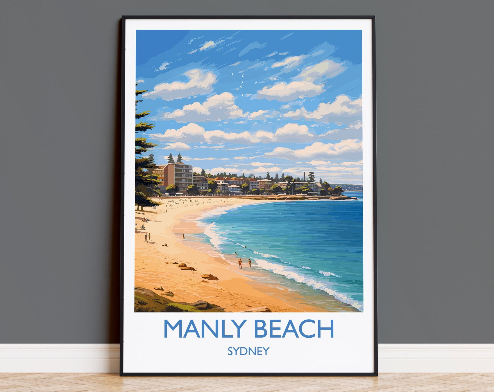 Manly Beach Poster, Travel Print of Manly Beach, Sydney, New South ...