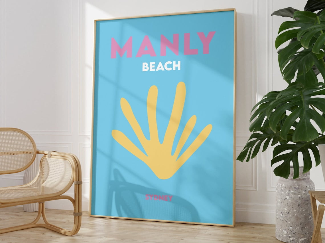 Manly Beach Print Print, Minimalist Print, Australian Beach Print ...