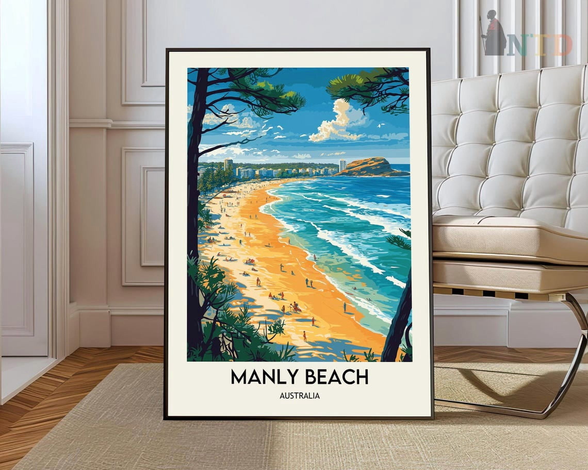 Manly Beach Travel Poster, Manly Beachmanly Beach Poster Print, Manly ...