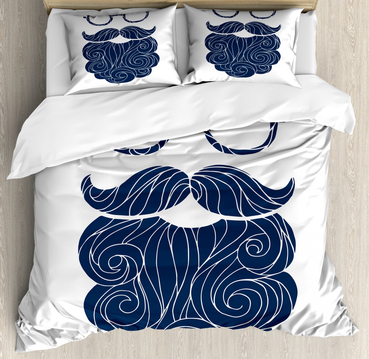 Manly Duvet Cover Set Queen Size, Hand Drawn Sketch of Hipster Style ...