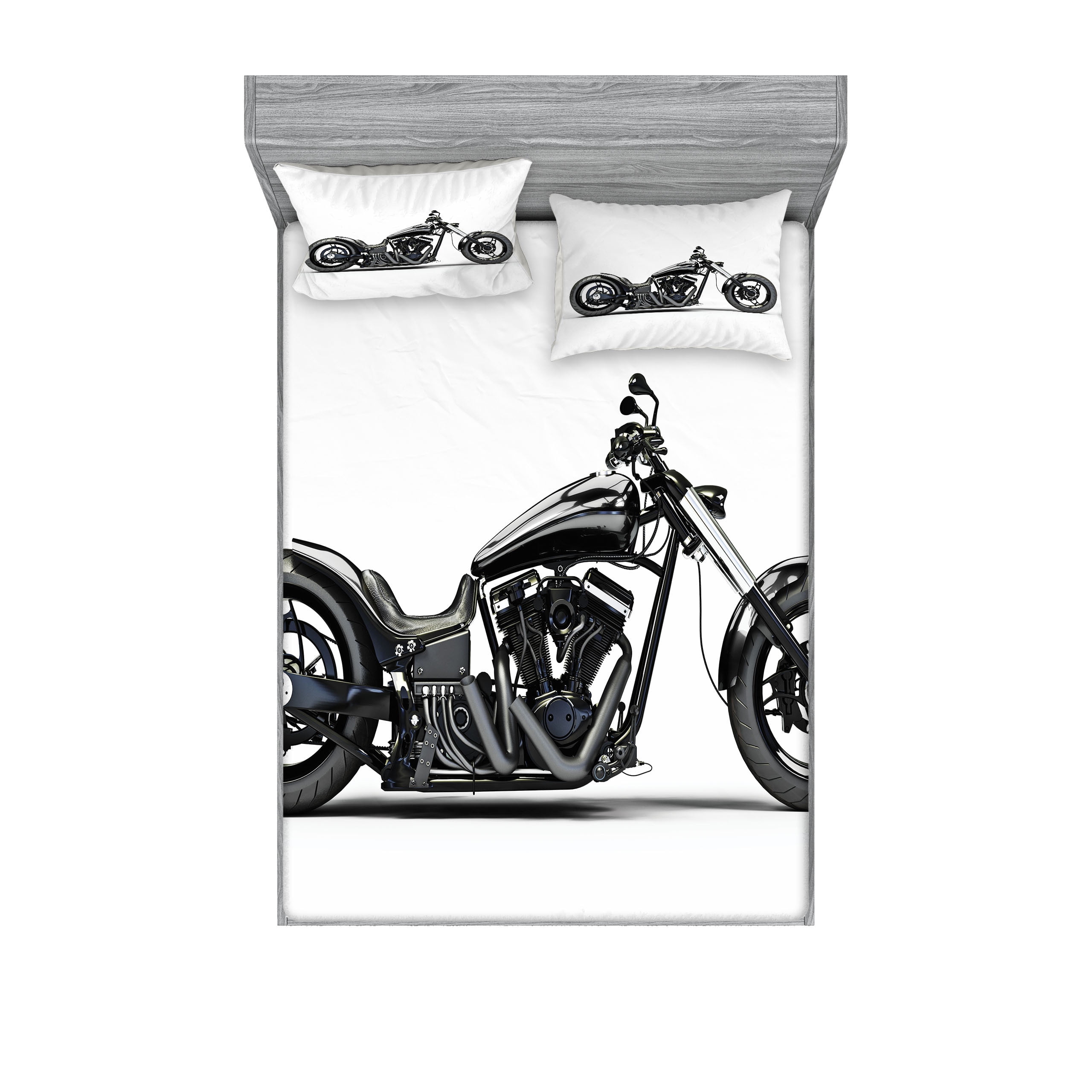 Manly Fitted Sheet & Pillow Sham Set, Custom Motorcycle Horsepower ...