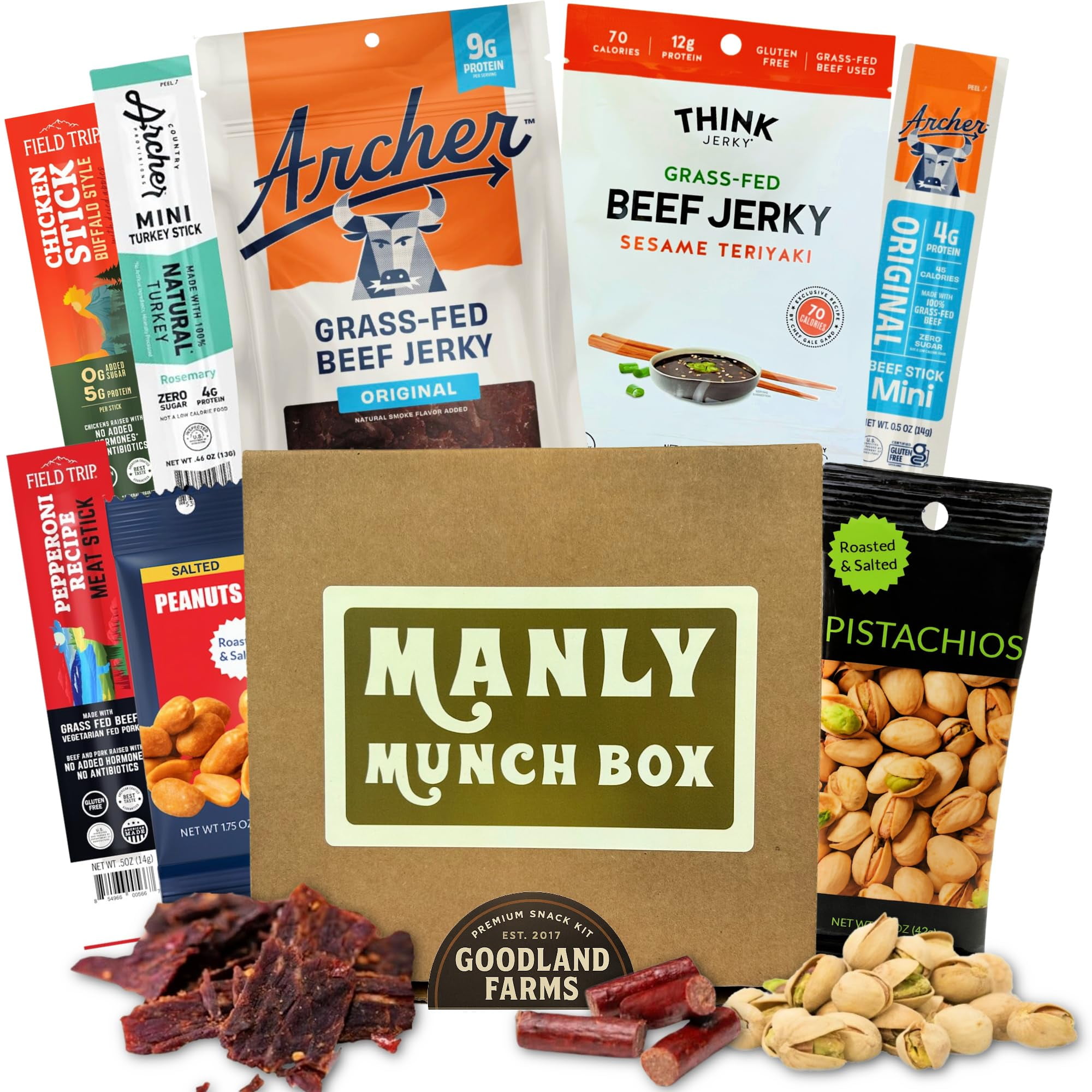 Manly Munch Box Jerky TGF4 Gift Box, Curated Assortment of High Protein ...