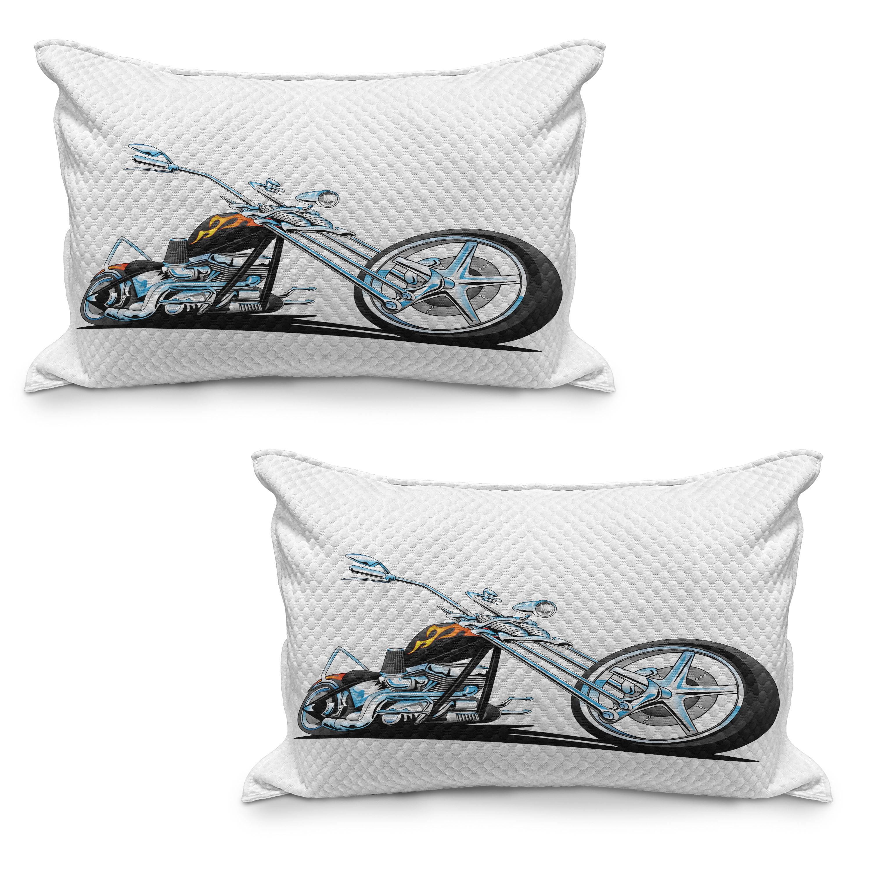 Manly Quilted Pillowcover Set of 2, American Style Chopper Motorcycle ...