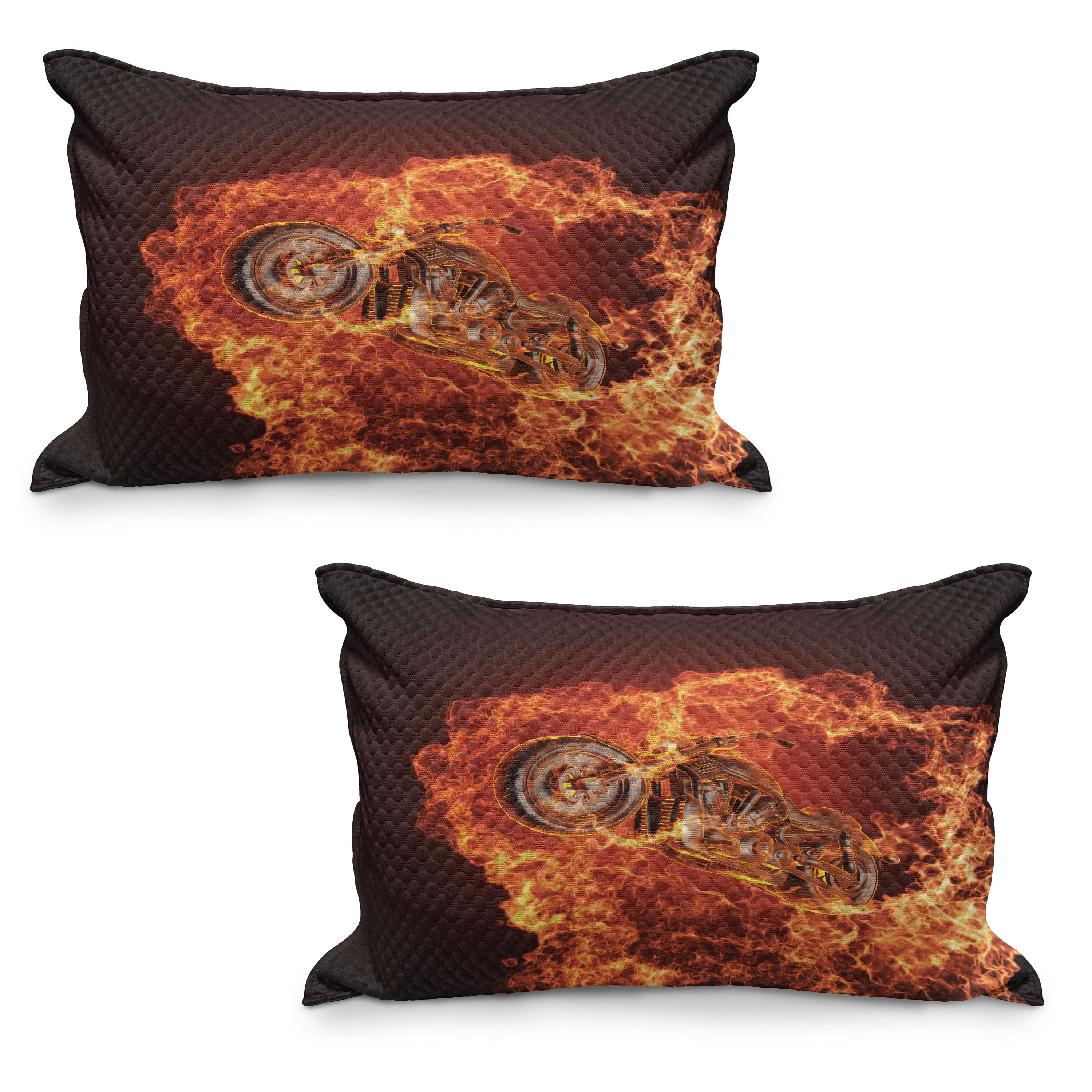 Manly Quilted Pillowcover Set of 2, Chopper Bike Bursting Through ...
