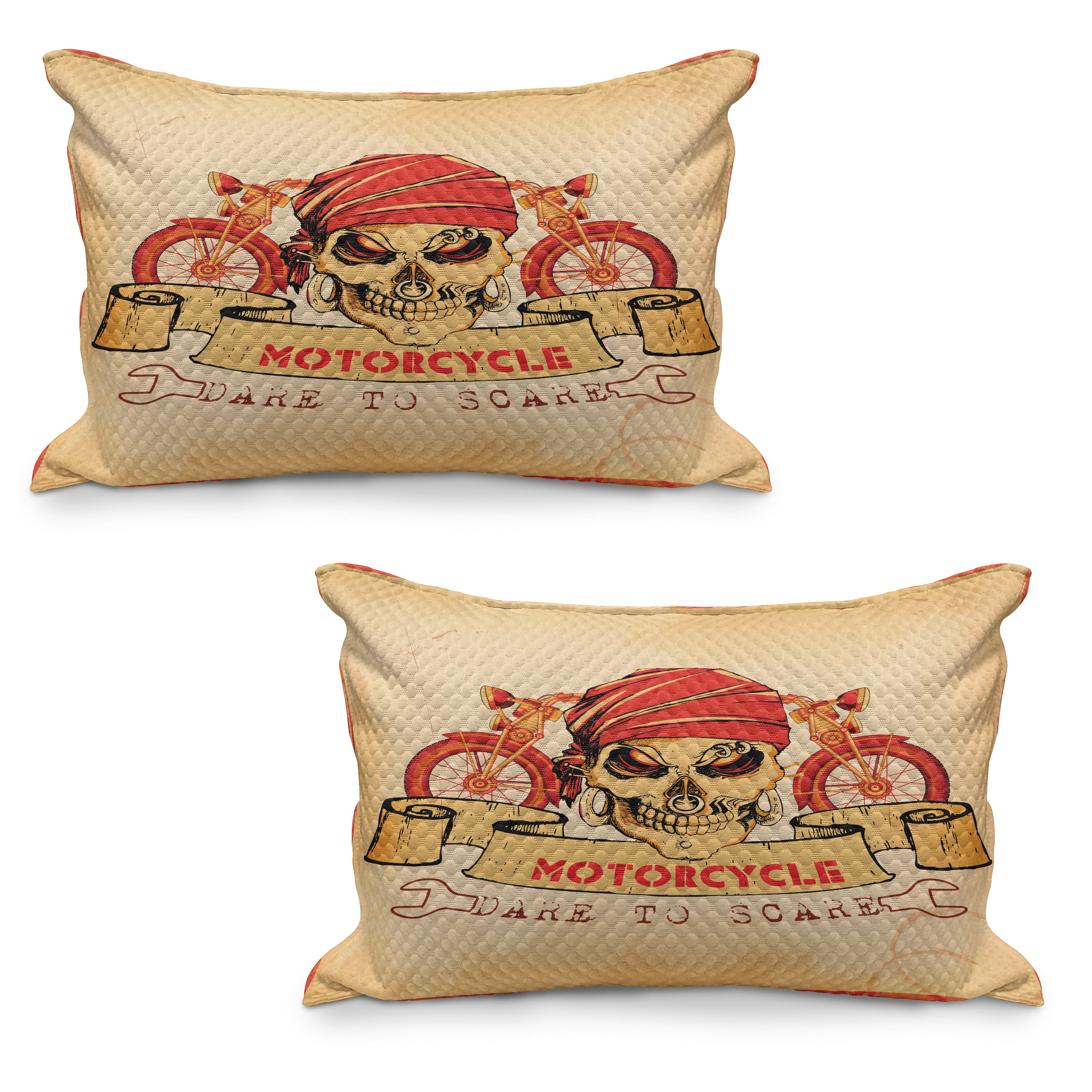 Manly Quilted Pillowcover Set of 2, Illustration of Skull Classics ...