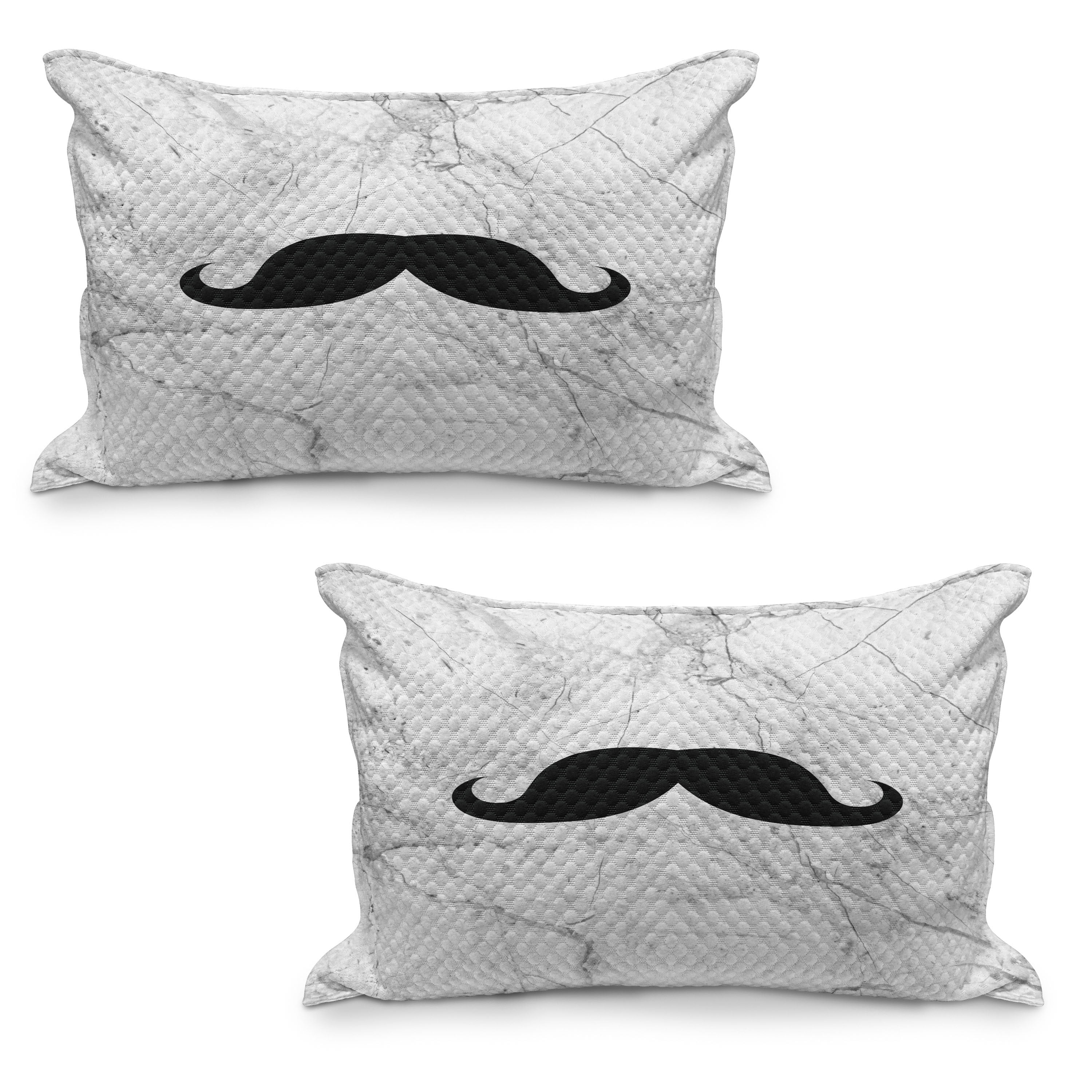 Manly Quilted Pillowcover Set of 2, Simplistic Retro Mustache on ...