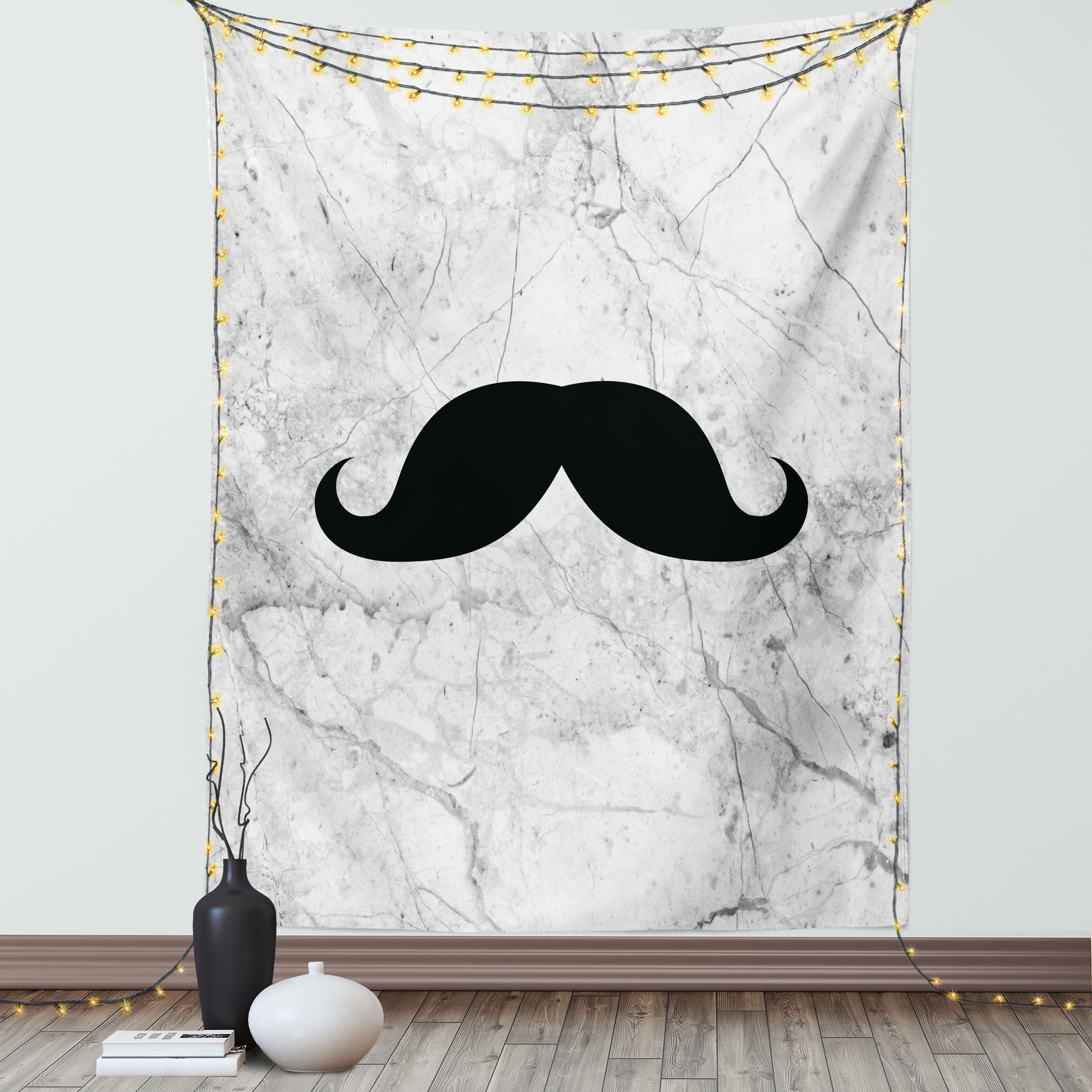 Manly Tapestry, Mustache Motif on Cracked Weathered Marble Themed ...