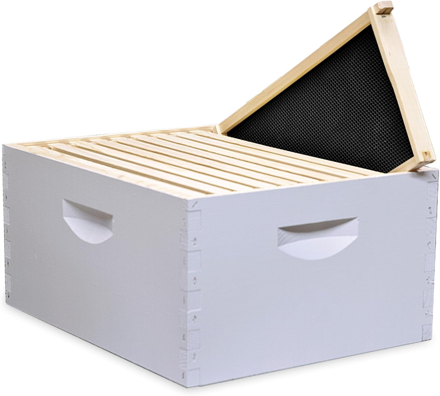 Mann Lake 10-Frame Deep Hive Kit, Fully Assembled 9⅝" Bee Hive Body with 10 Frames & Beeswax ...