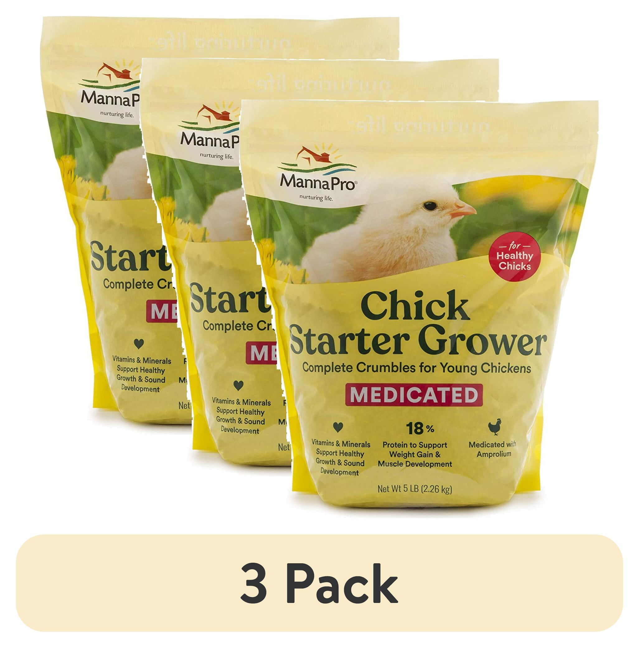 (3 pack) Manna Pro Chick Starter Grower Medicated Crumbles 5 lbs ...
