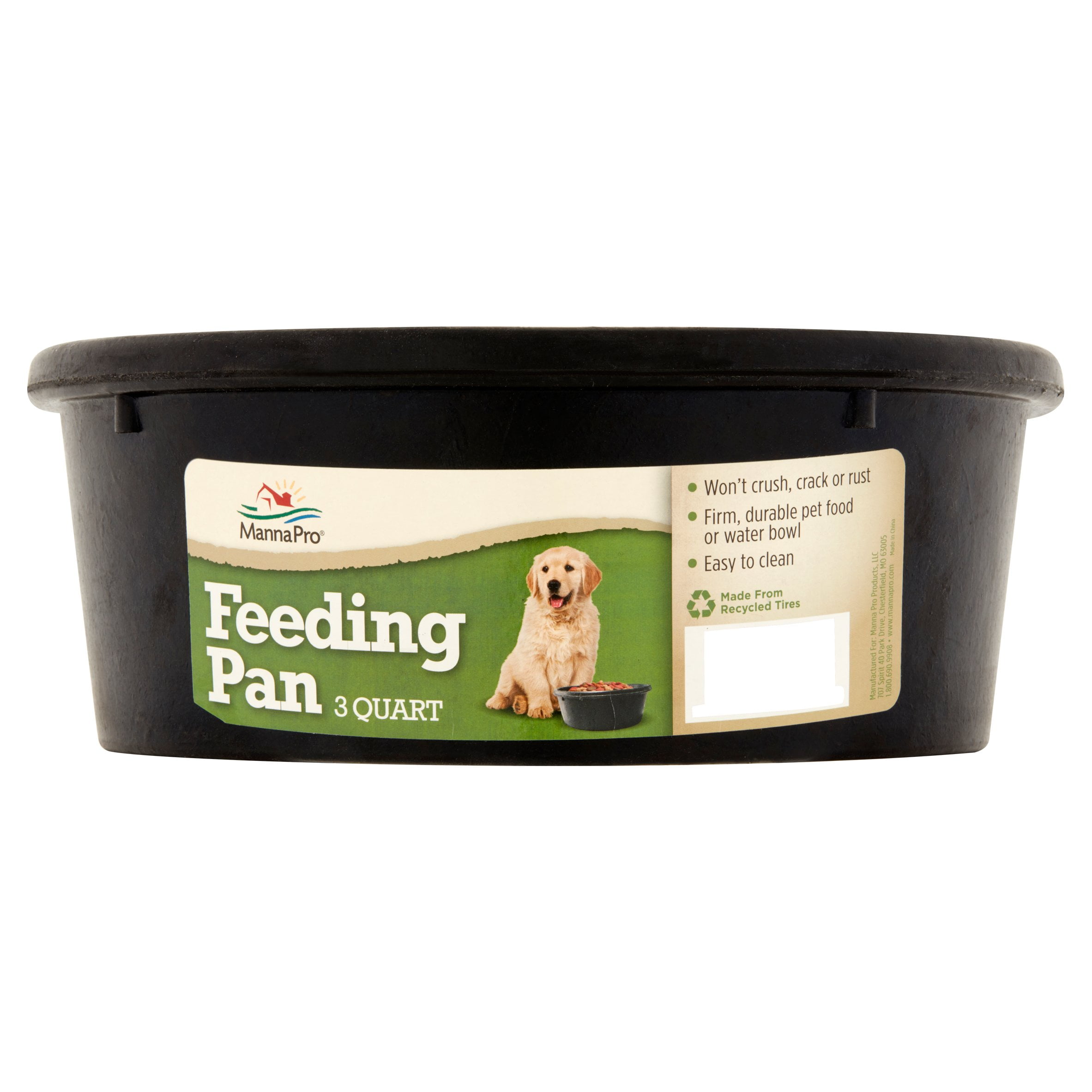 Manna Pro Durable Feeding Pan Dog Bowl, Black, 3 Qt - Walmart.com
