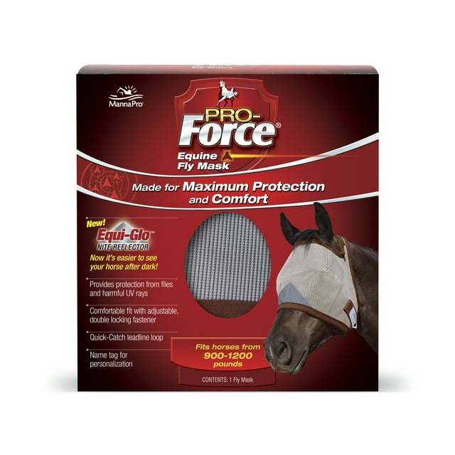Manna Pro Pro-Force Fly Mask for Horses, Adjustable Fit for Comfort ...