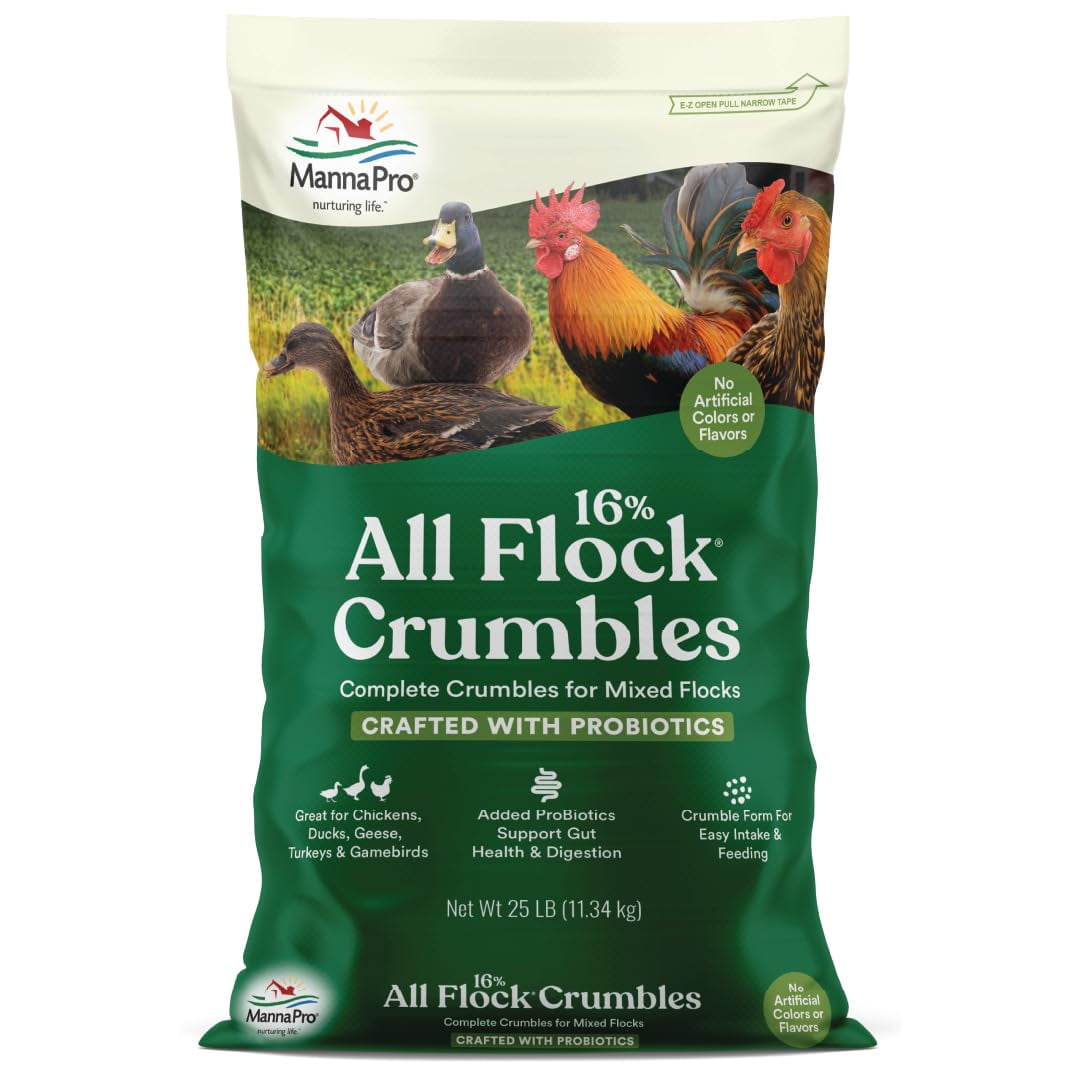 Manna Pro All TWE5 Flock Crumbles, 16% Protein, Complete Feed for ...