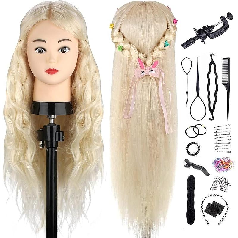 Mannequin Head with 100% Real Hair, TopDirect 18" Brown Real Hair ...