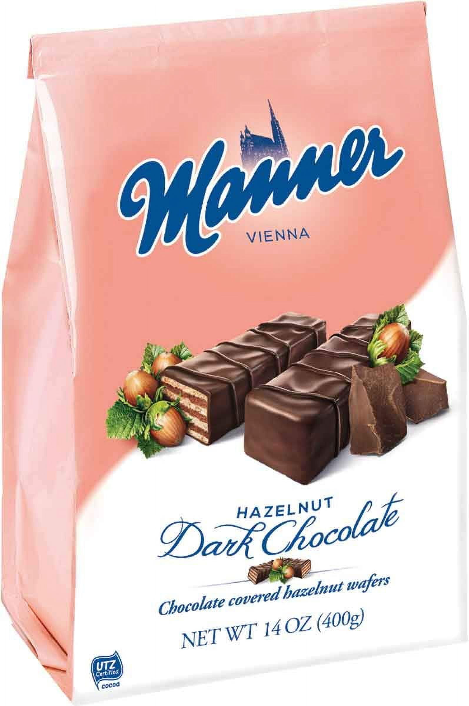 Manner Hazelnut Dark Chocolate DPF11 Mignon Wafers in Bag, 14 Ounce ...
