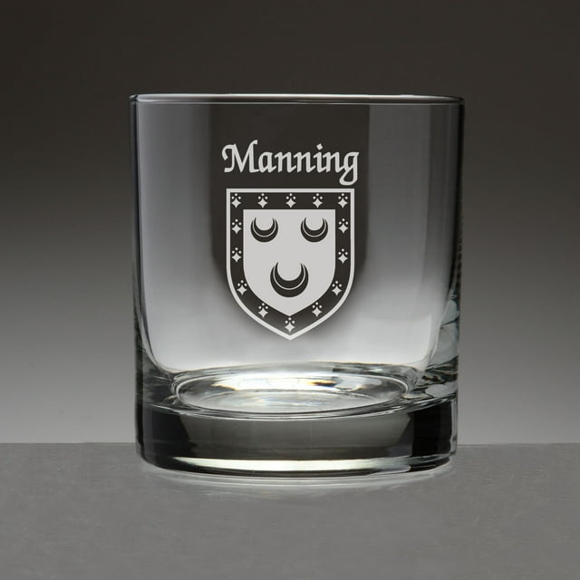 Manning Irish Coat of Arms Tumbler Glasses - Set of 4 (Sand Etched ...