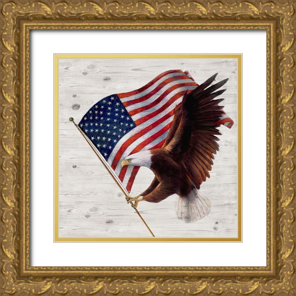 Ruane Manning 20x20 Gold Ornate Wood Framed Wall Art - Patriotic Eagle ...