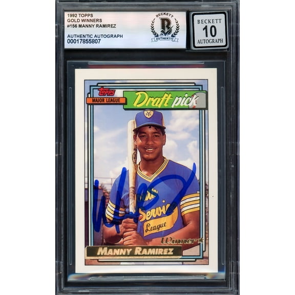 Manny Ramirez 1992 Topps Autographed Rookie Card Psa