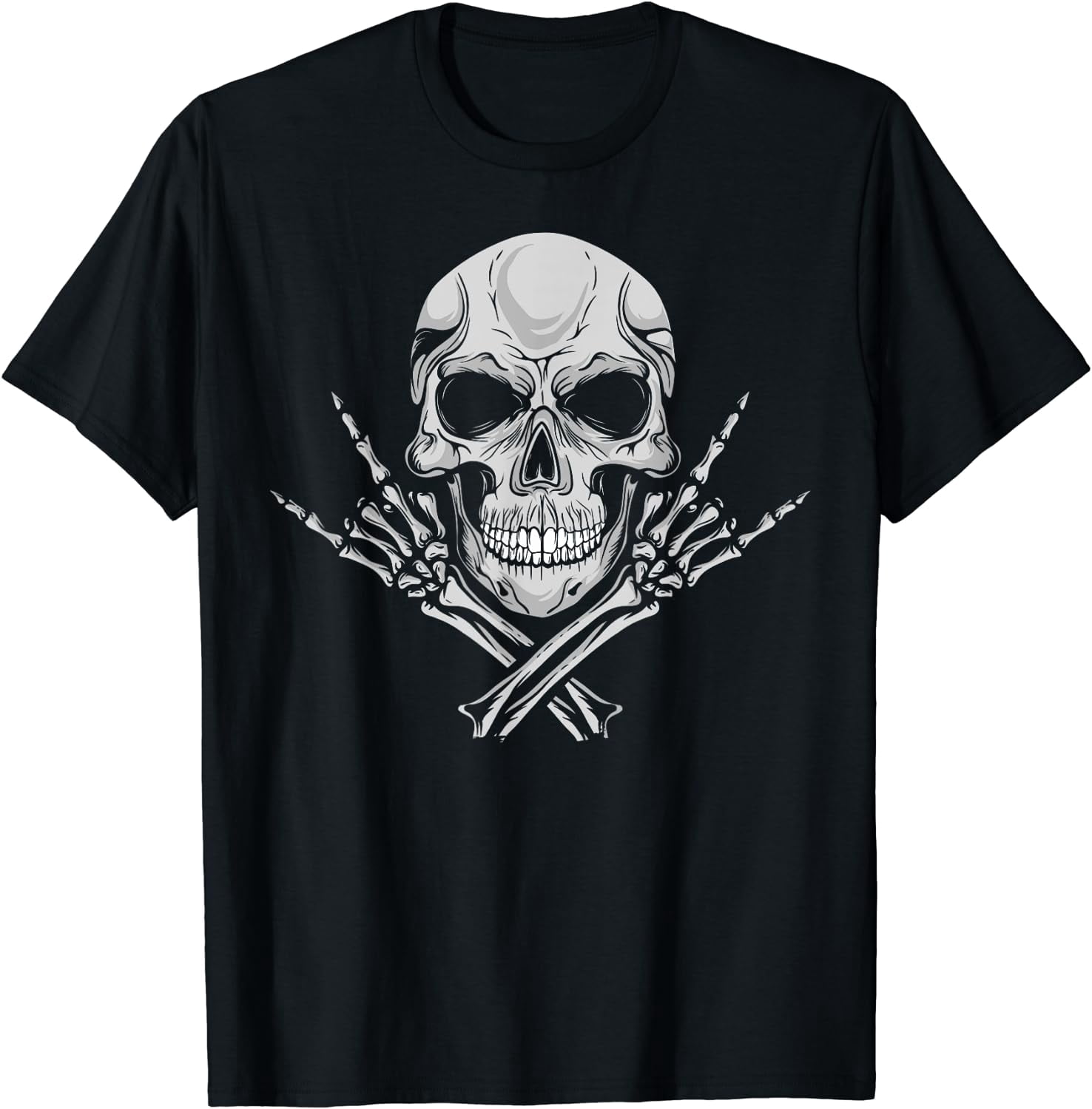 Mano Cornuta - cool music skull rocker greeting skull T-Shirt - Walmart.com