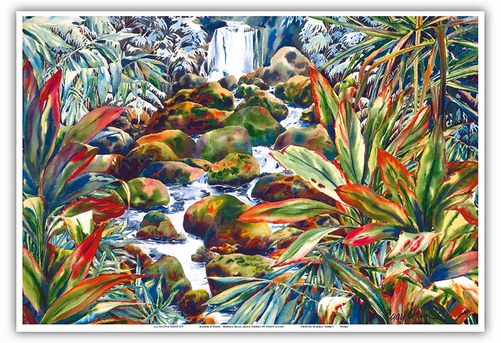Manoa Stream - Manoa Falls Oahu Hawaii - From an Original Hawaii ...