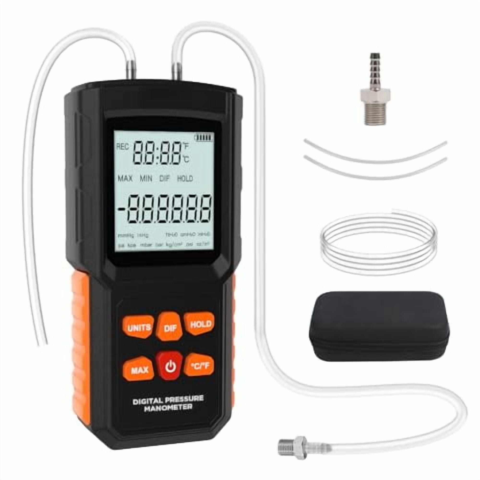 Manometer, ±100 KPa Digital Manometer HVAC 12 Units Gas Pressure Tester ...