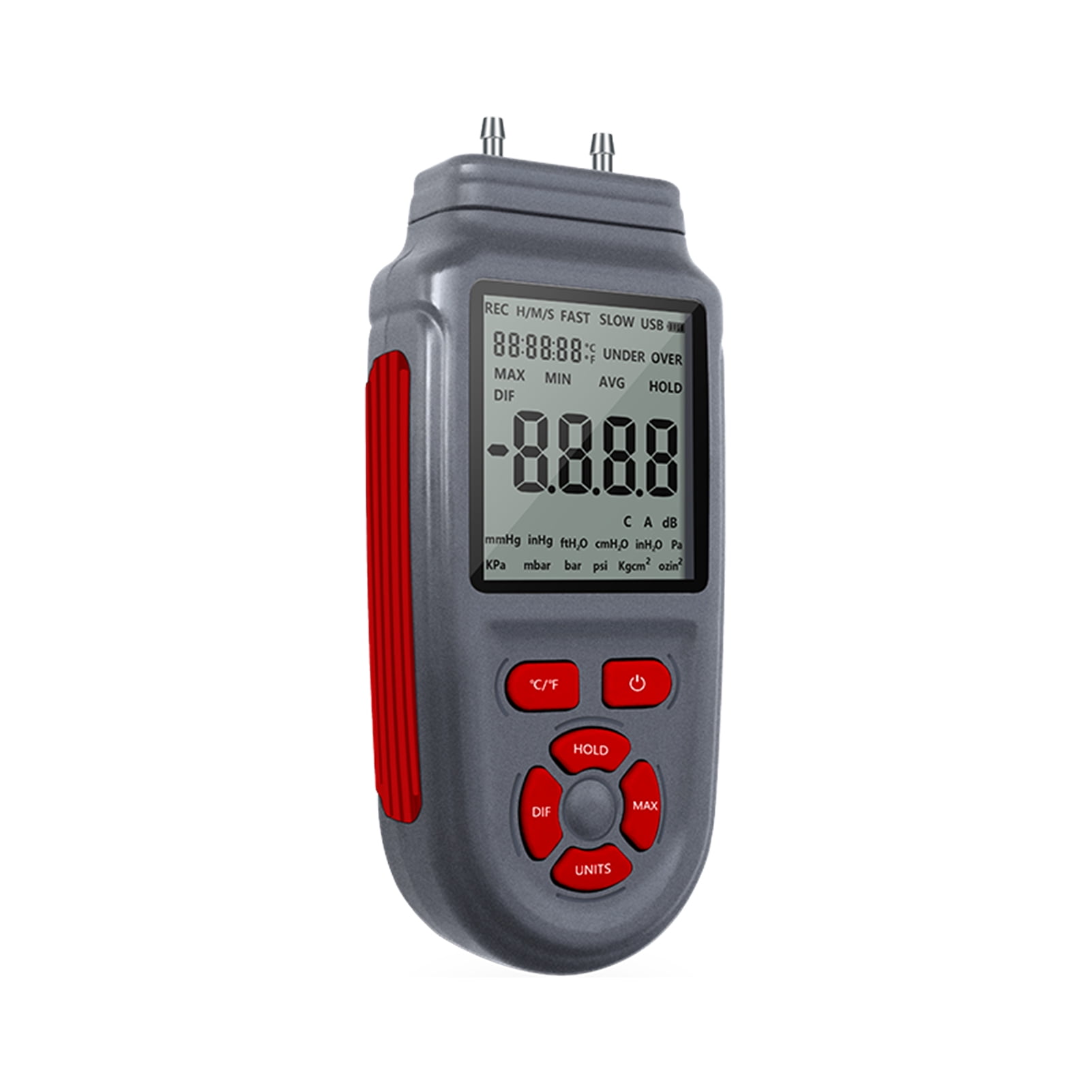 Manometer,Air Pressure Tester Dual Port Air Display Battery Or ...