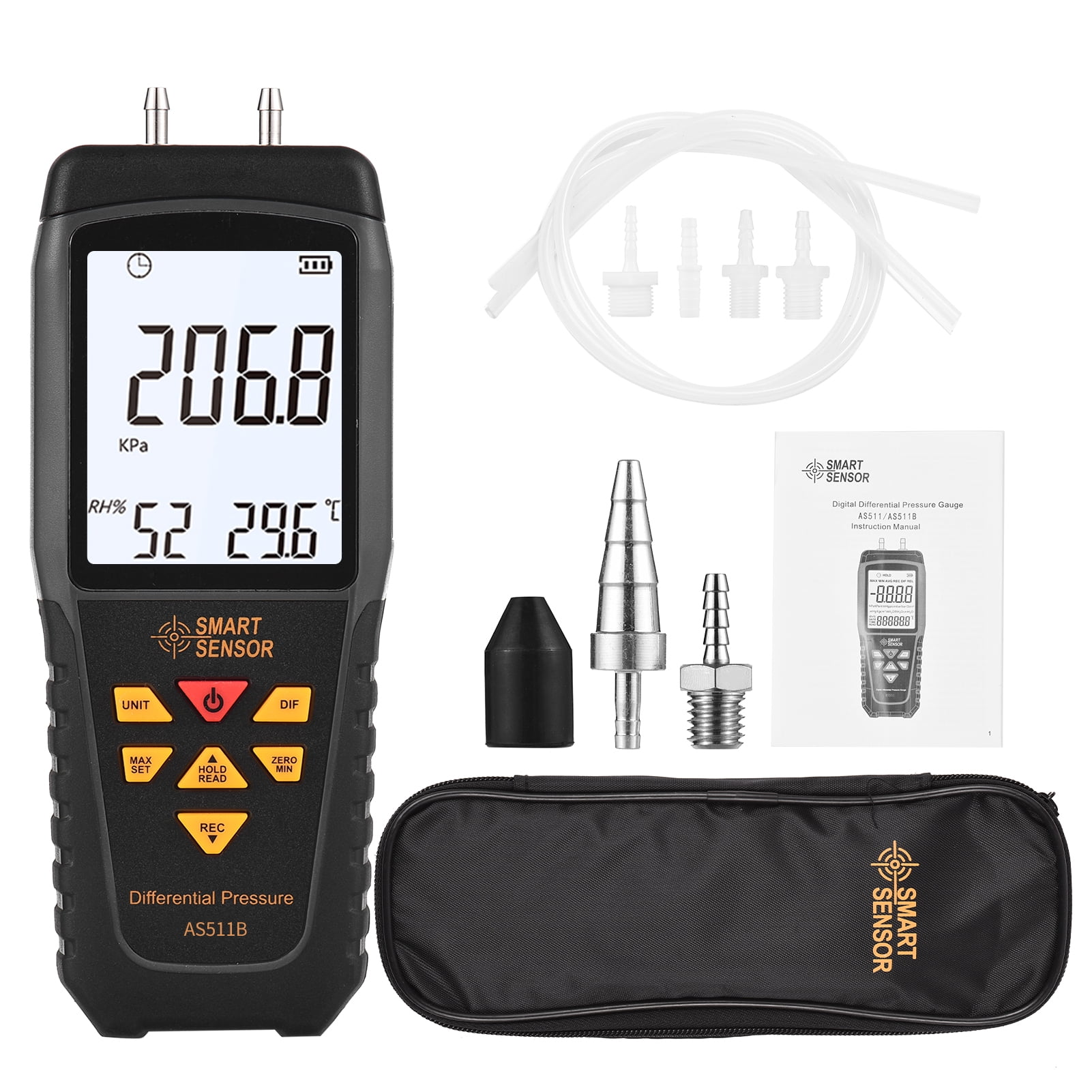Manometer,Manometer Dual Port Pressure -206.8~206.8kpa Manometer Lcd ...