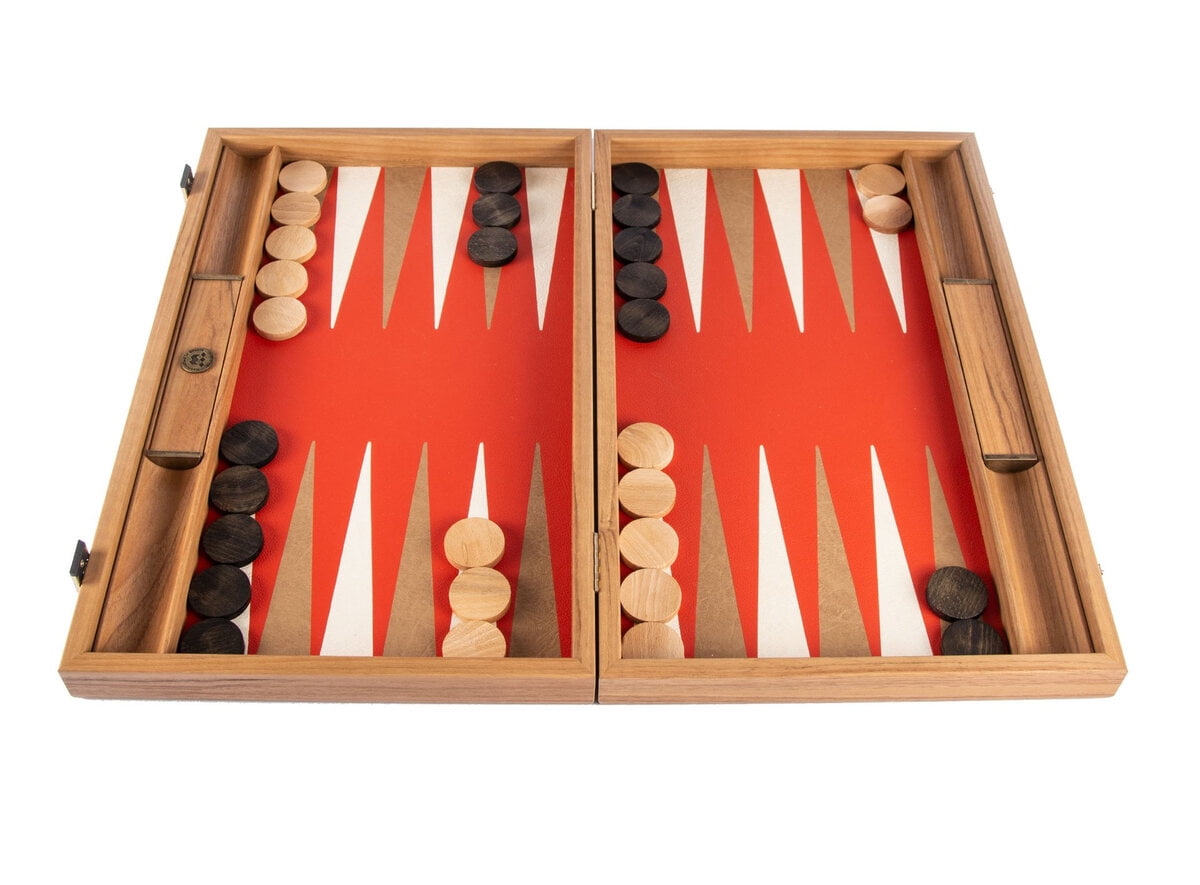 Manopoulos Cinnabar Red 19-inch Backgammon Set with Wooden Case and ...