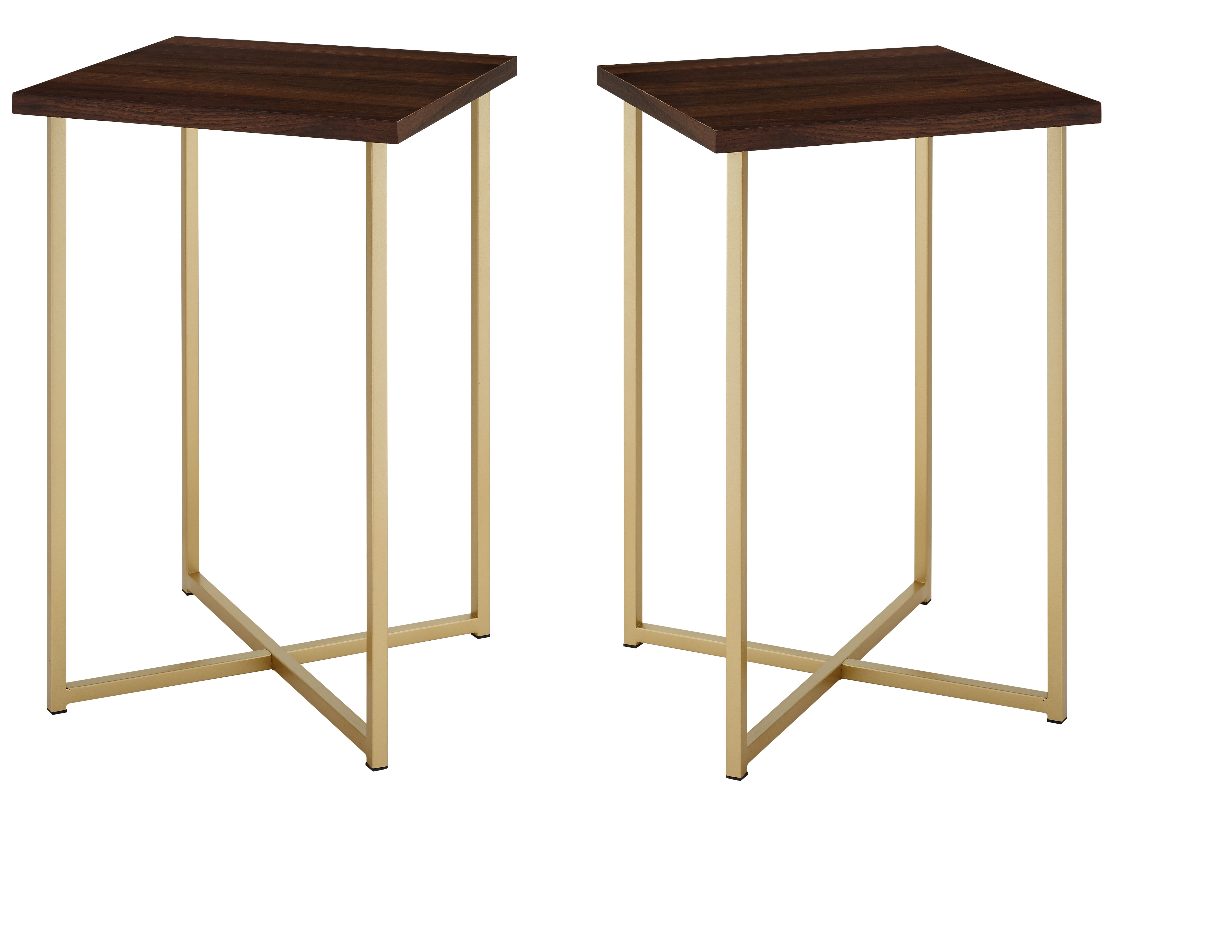 Manor Park Square End Table - Chrome Legs Dark Walnut Finish - Walmart.com