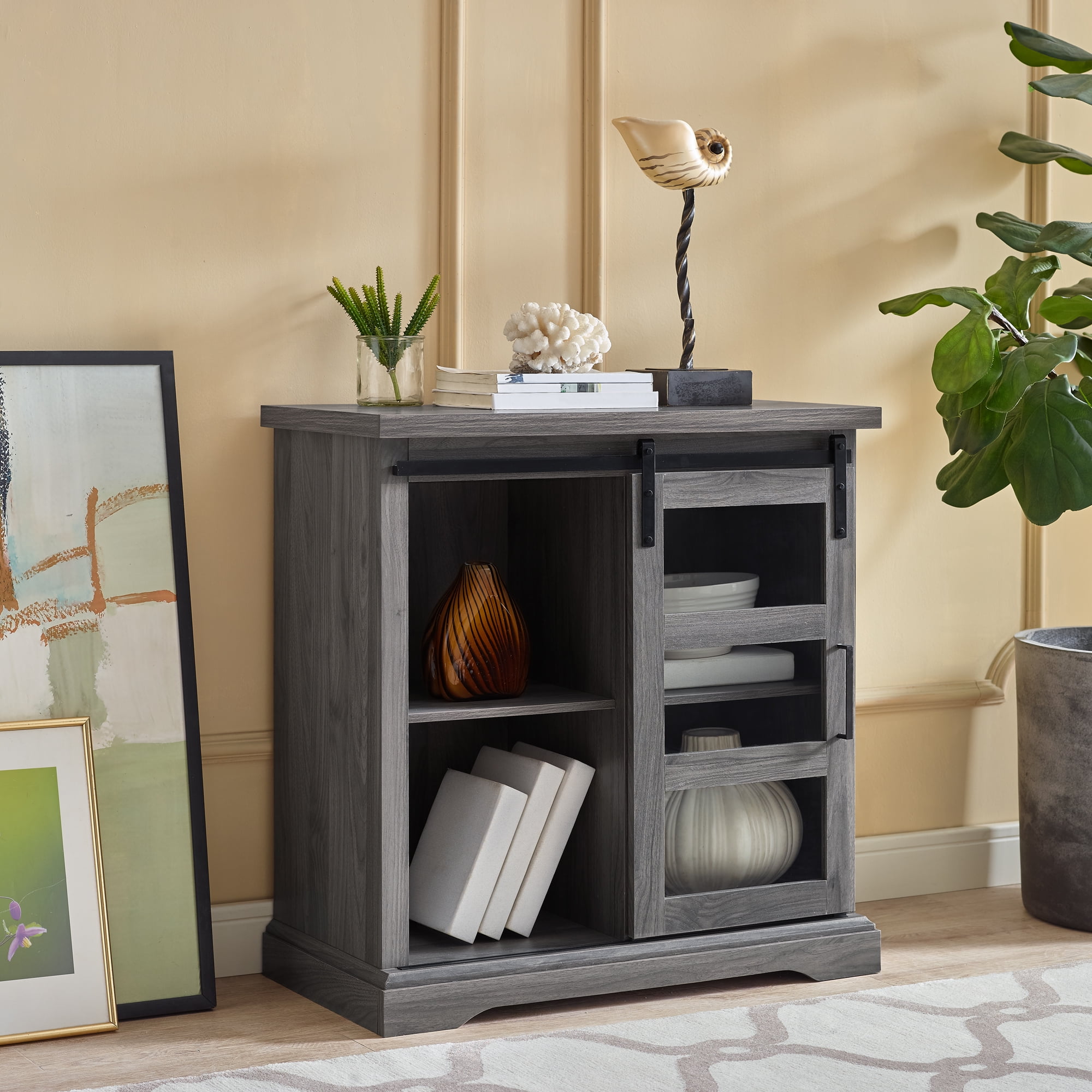 Manor park modern farmhouse sliding barn door grey wash accent cabinet store
