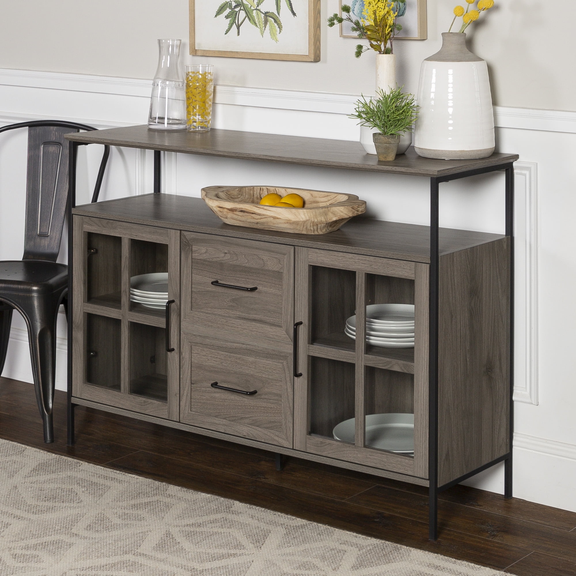 Manor Park Industrial 3-Door Storage Buffet, Slate Grey - Walmart.com