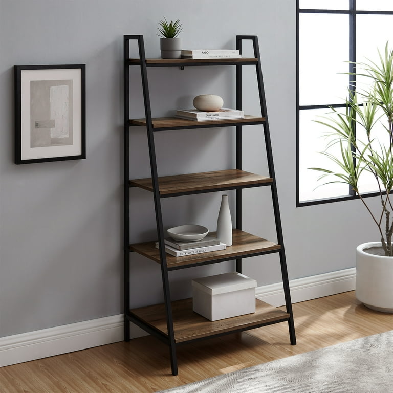 White Wood 5-Shelf Ladder Bookcase at Lachlan Ricardo blog