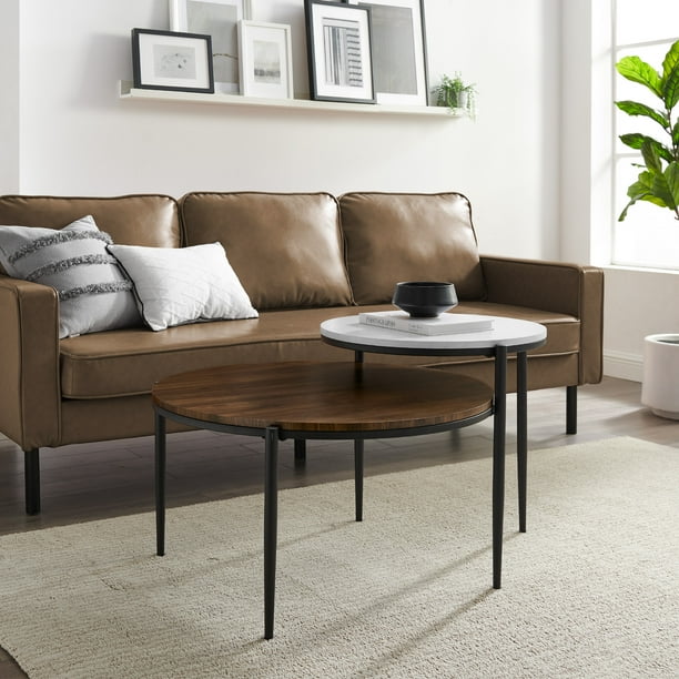 Manor Park Modern Boho Round Tiered Coffee Table, Dark Walnut - Walmart.com