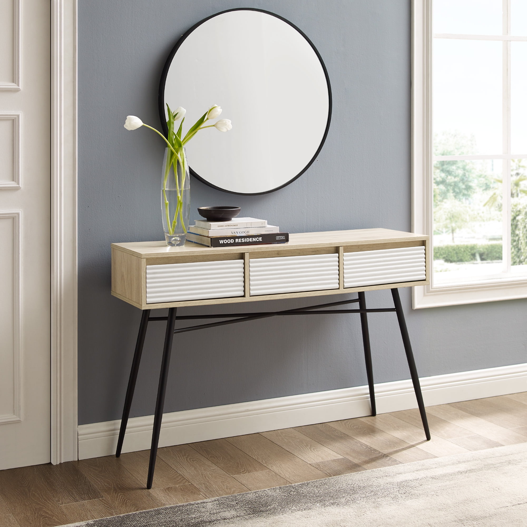 Free Shipping! Manor Park Modern Birch Entry Table with Fluted Drawers ...