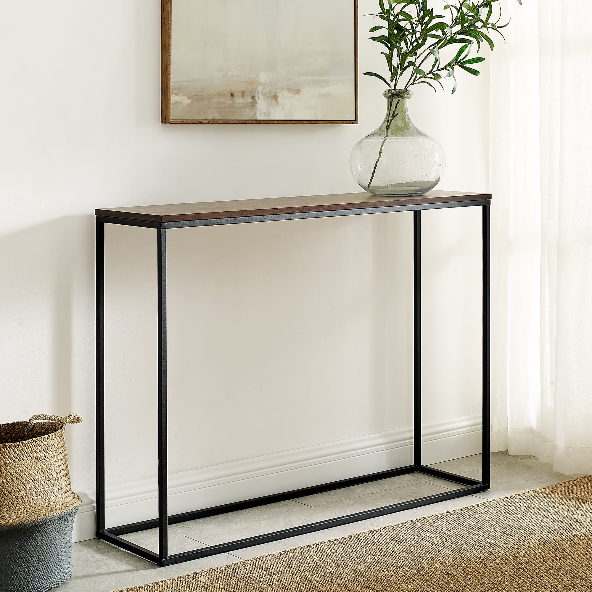 Manor Park Modern Minimalist Entryway Table - Dark Walnut - Walmart.com