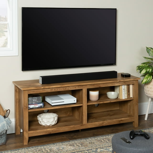 Manor Park Open Storage TV Stand for TVs up to 65", Barnwood - Walmart.com