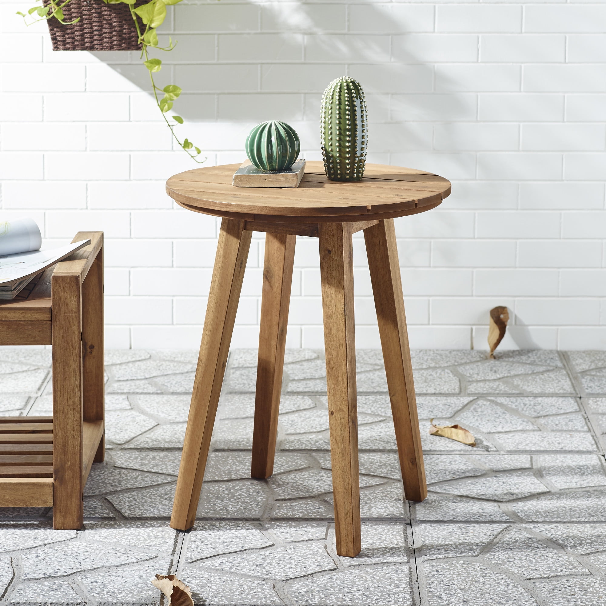 Manor Park Outdoor Acacia Wood Round End Table, Brown - Walmart.com