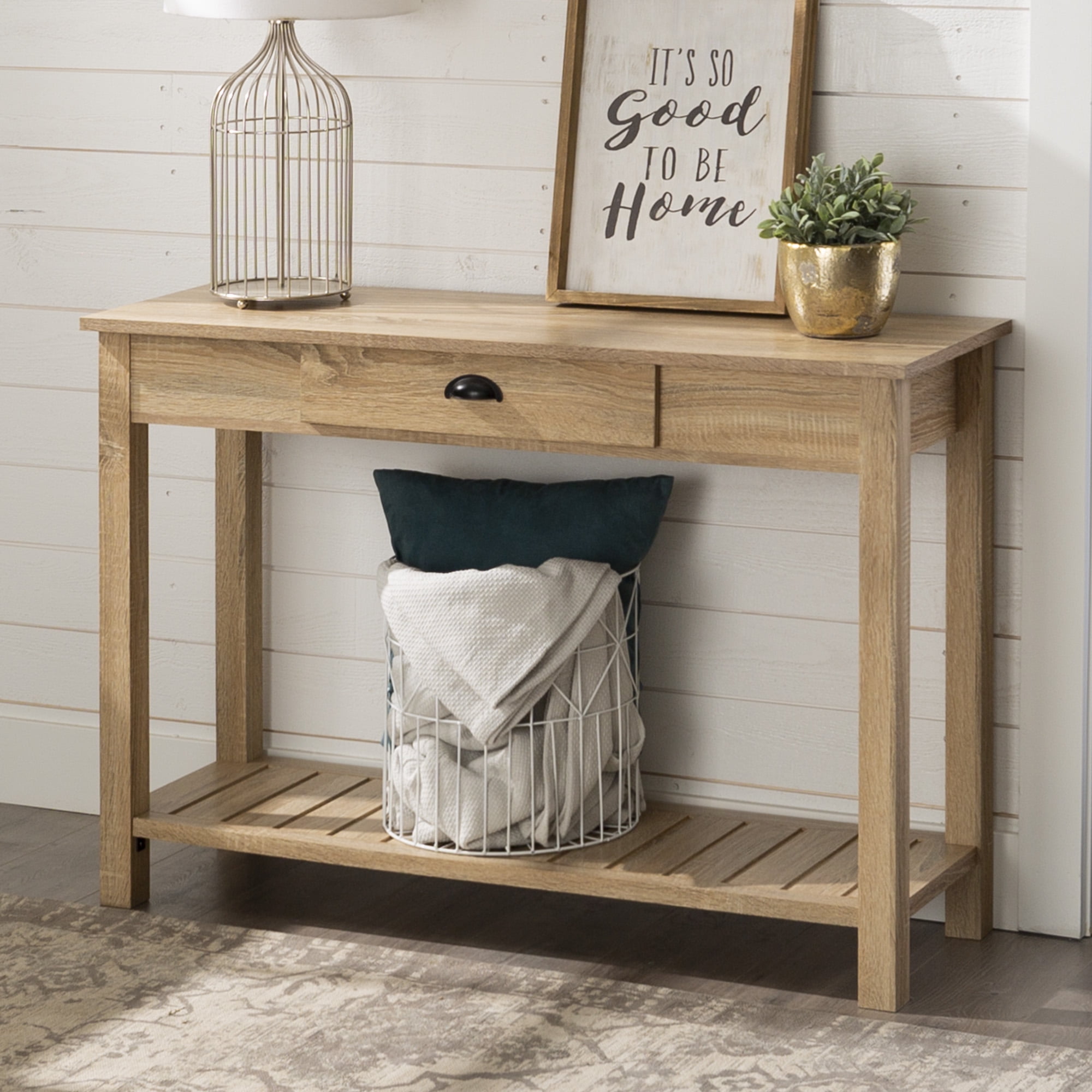 Manor Park Rustic Country Console Table - Natural - Walmart.com