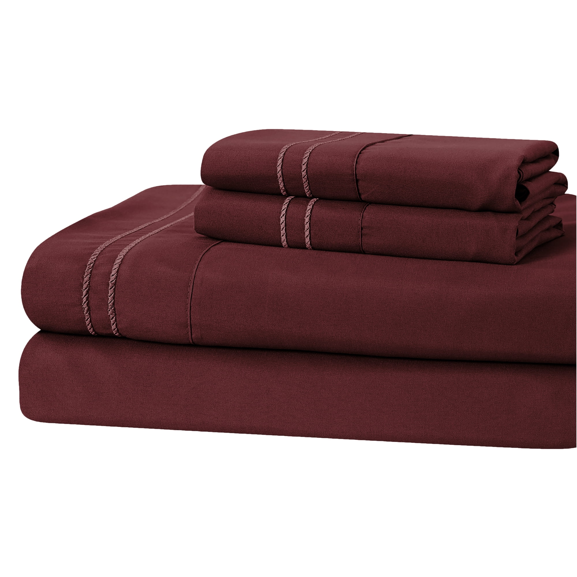 Manor Ridge Traditional Burgundy Microfiber, Polyester Sheet Sets, Twin ...