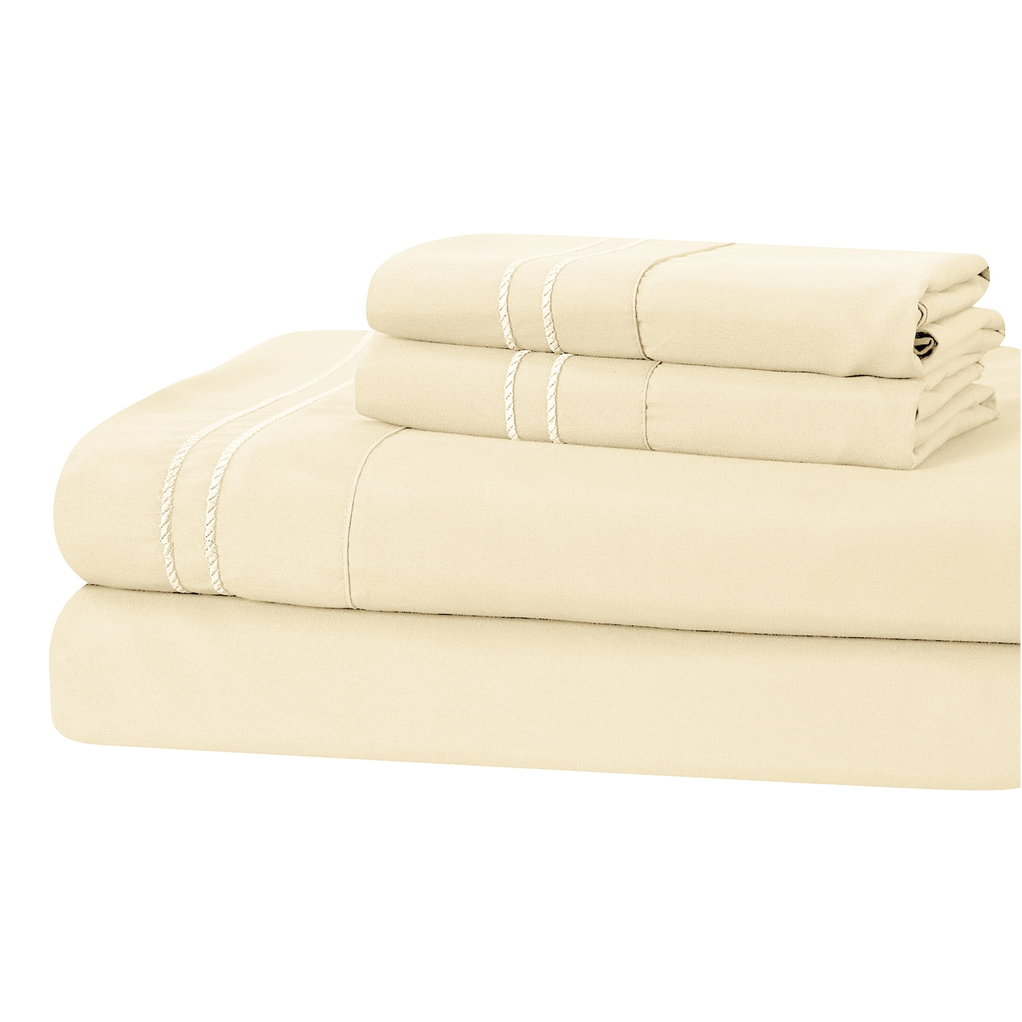 Manor Ridge Traditional Ivory Microfiber, Polyester Sheet Sets, Twin XL ...