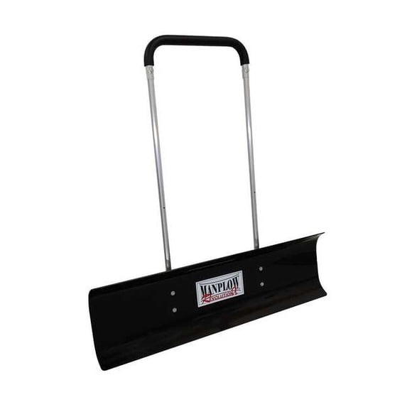 Manplow Snow Pusher, 48 in W x Plastic Blade, 50 in L Aluminum Handle ...