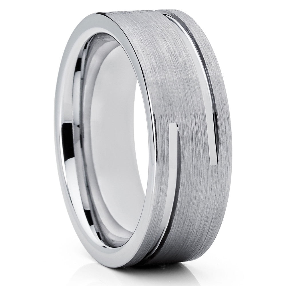Tungsten Wedding Ring 8mm Mens Scratch Resistant Comfort Fit ...